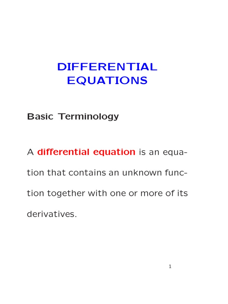 An In-Depth Overview of Differential Equations: Terminology, Types ...