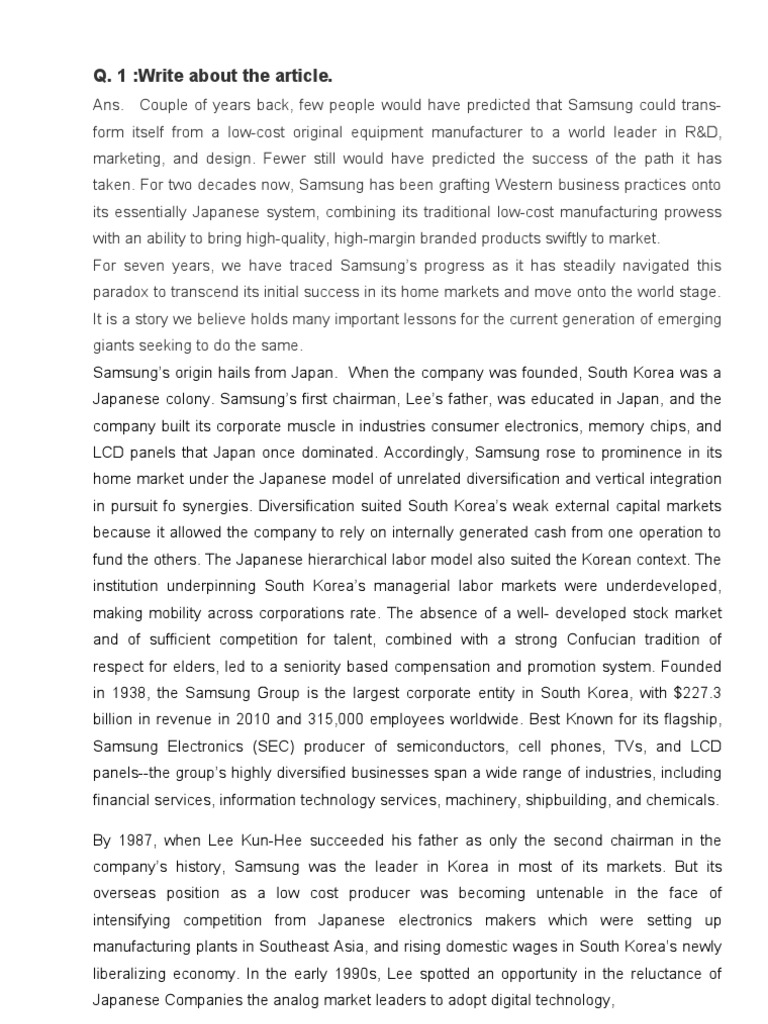 Harvard Business Review | PDF | Samsung | Strategic Management