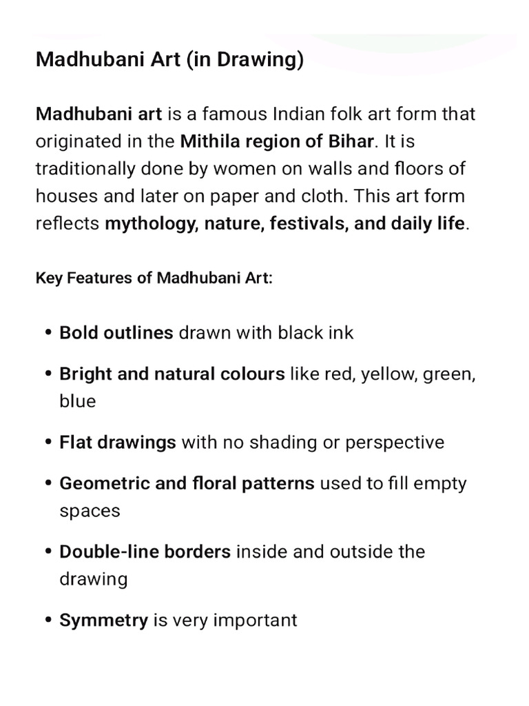 Notes On Madhubani Art | PDF