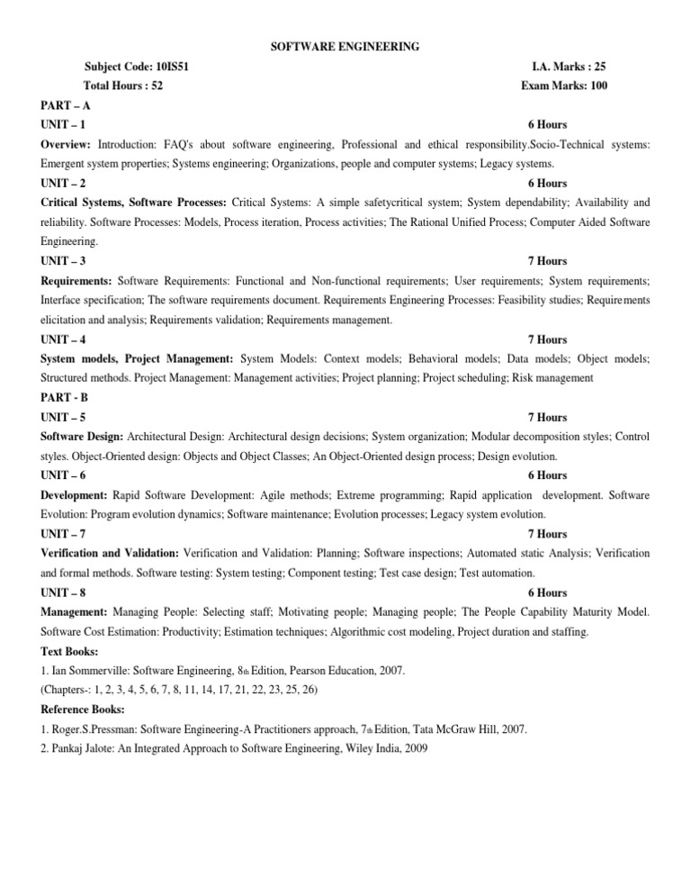 Software Engineering Syllabus | PDF | Software | Engineering