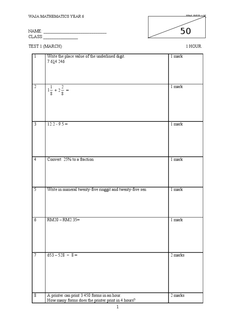 Analysis of a Year 6 Mathematics Test Containing Word Problems on ...