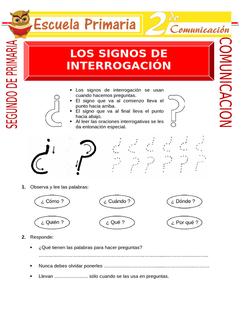 Los Signos de Interrogacion para Segundo de Primaria | PDF