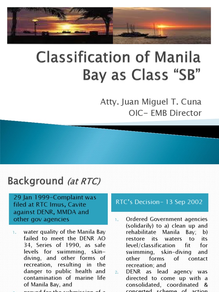 Manila Bay Classification | PDF | Water Quality | Government Information