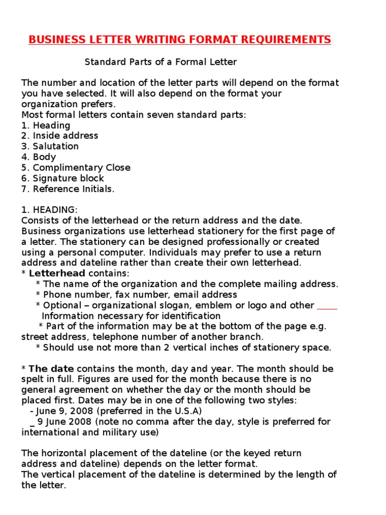 Formal Letter Format With Letterhead