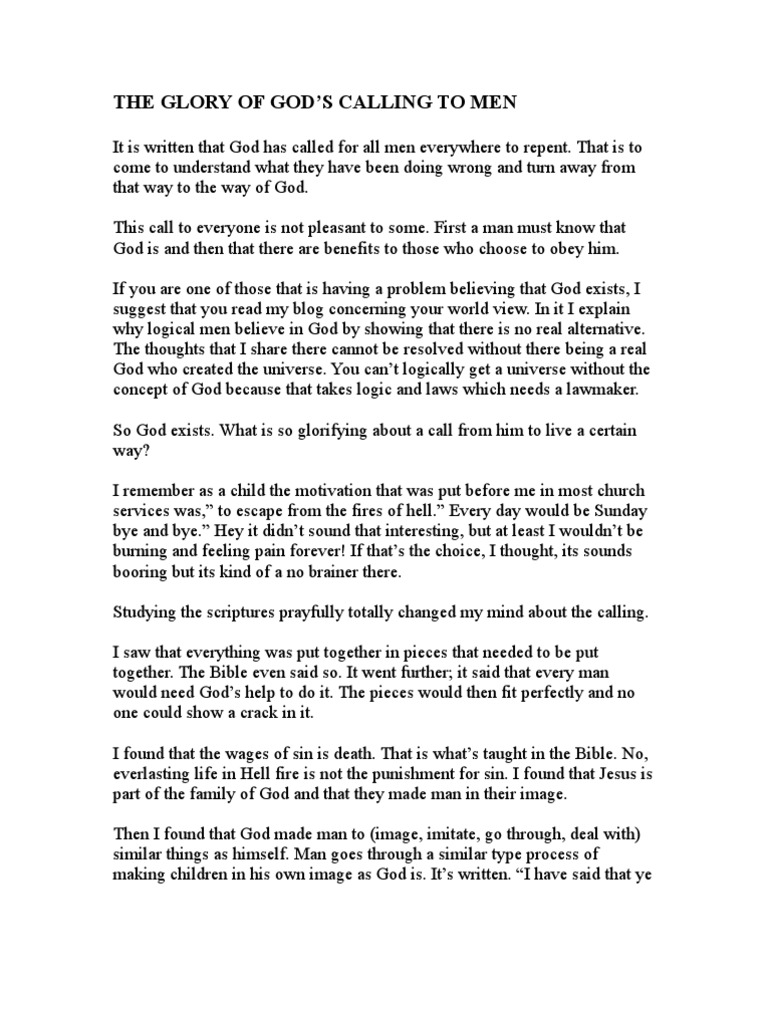 The Glory of The Calling | PDF | Satan | Glory (Religion)
