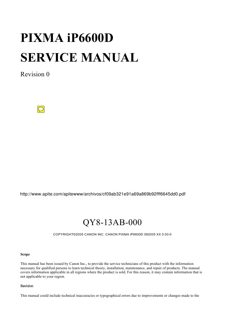 PIXMA iP6600D Service Manuals COMPLETE | PDF | Printer (Computing) | Printing