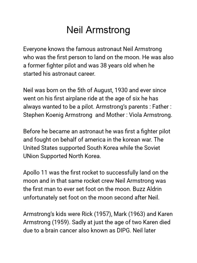 Biography of Neil Armstrong | PDF