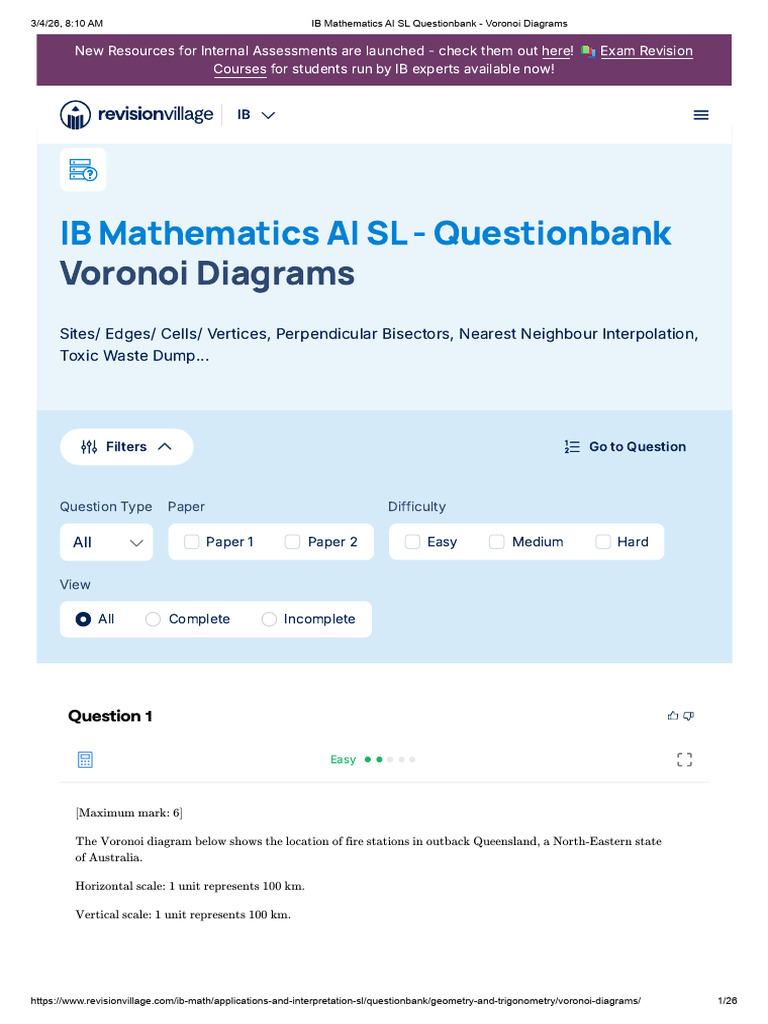 IB Mathematics AI SL Questionbank - Voronoi Diagra - 260304 - 162333 ...