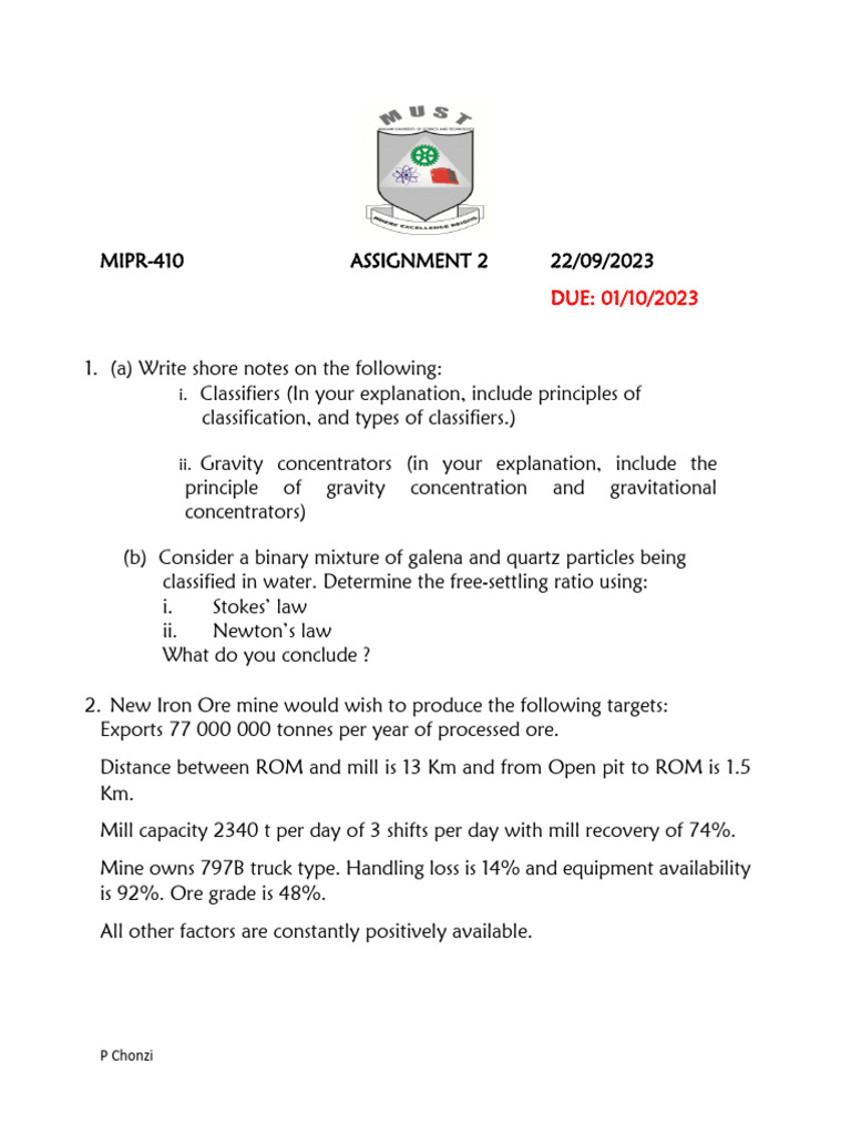 Mipr 410 Assignment | PDF | Minerals