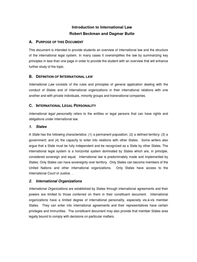 Introduction To International Law | PDF