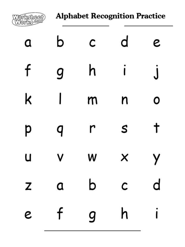 WorksheetWorks Alphabet Recognition Practice 1 | PDF