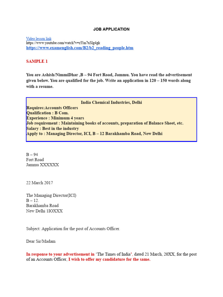 ENGLISH Job Application | PDF | Business