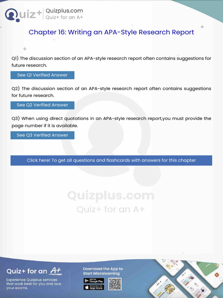 The Discussion Section of An Apastyle Research Report Often Contains ...