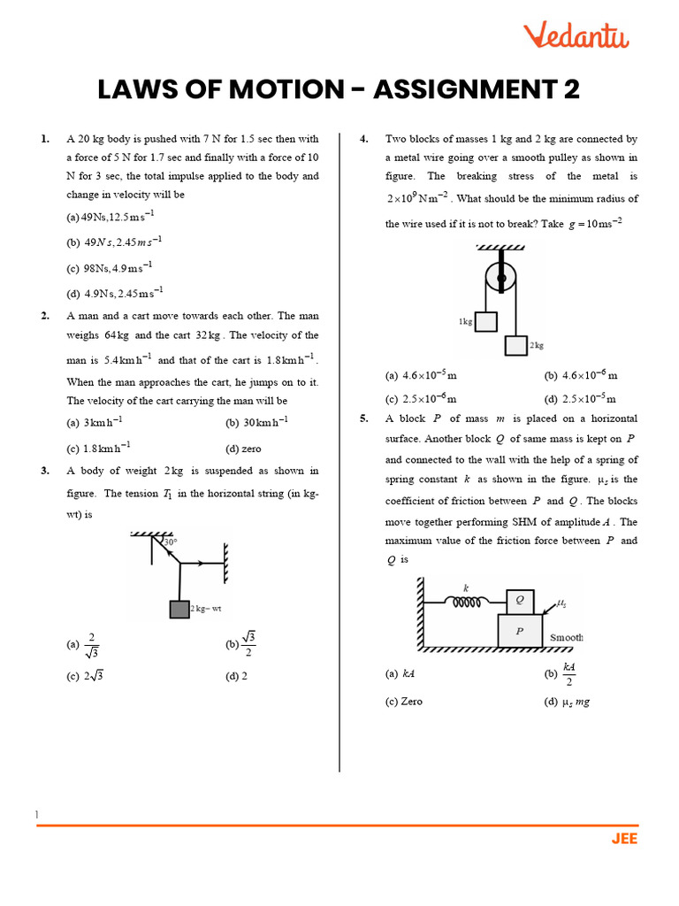 Laws of Motion - Assignment 2 | PDF