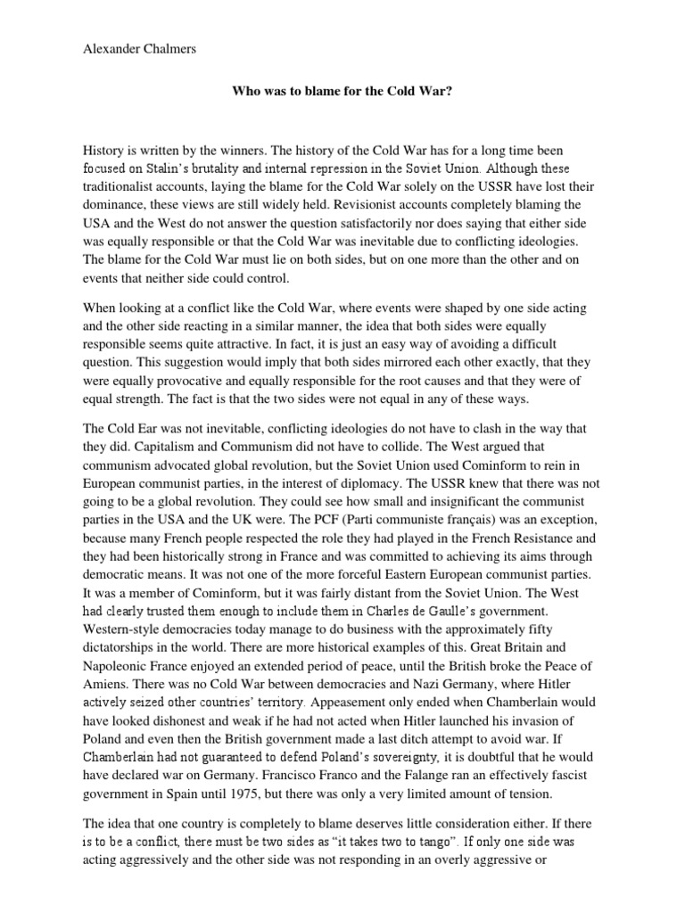 Cold War Blame: Analyzing Both Sides | PDF | Cold War | Joseph Stalin