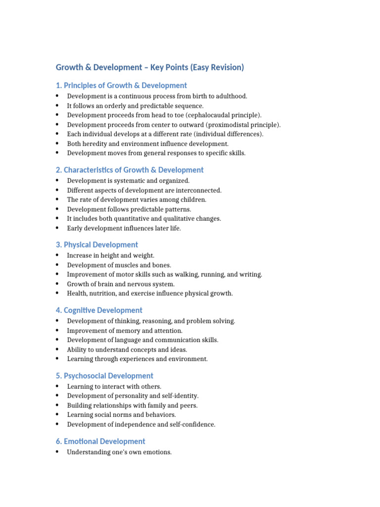Growth Development Key Points | PDF