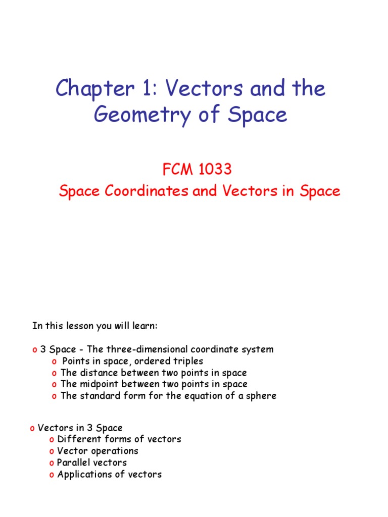 Chapter 1 Ppt Vector3d Pdf Cartesian Coordinate System Euclidean Vector
