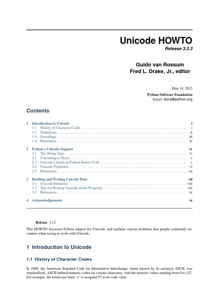 Howto Unicode | PDF | Character Encoding | String (Computer Science)