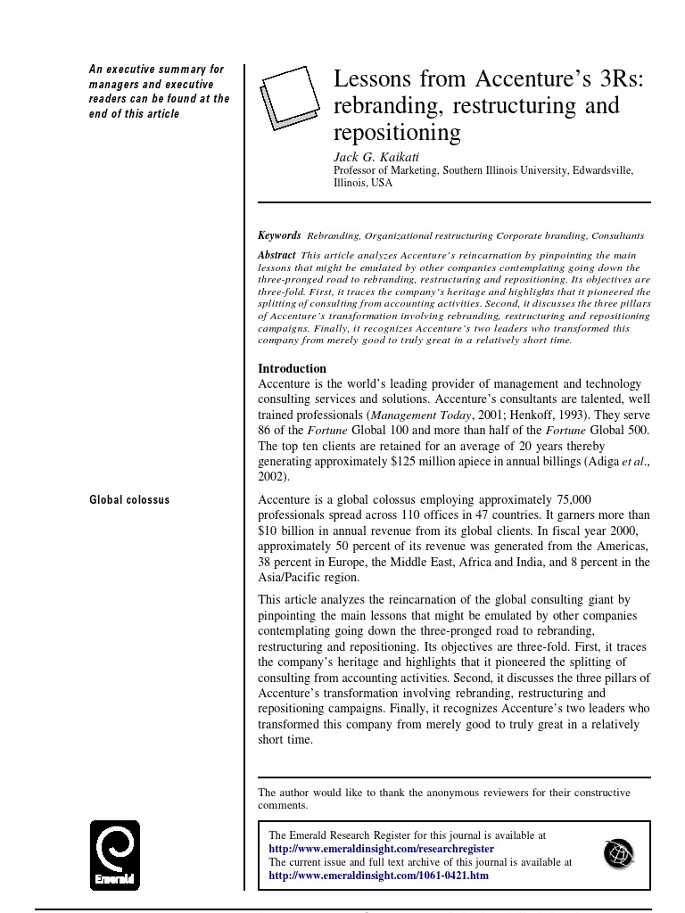 Lessons from Accenture's Successful Rebranding, Restructuring and ...