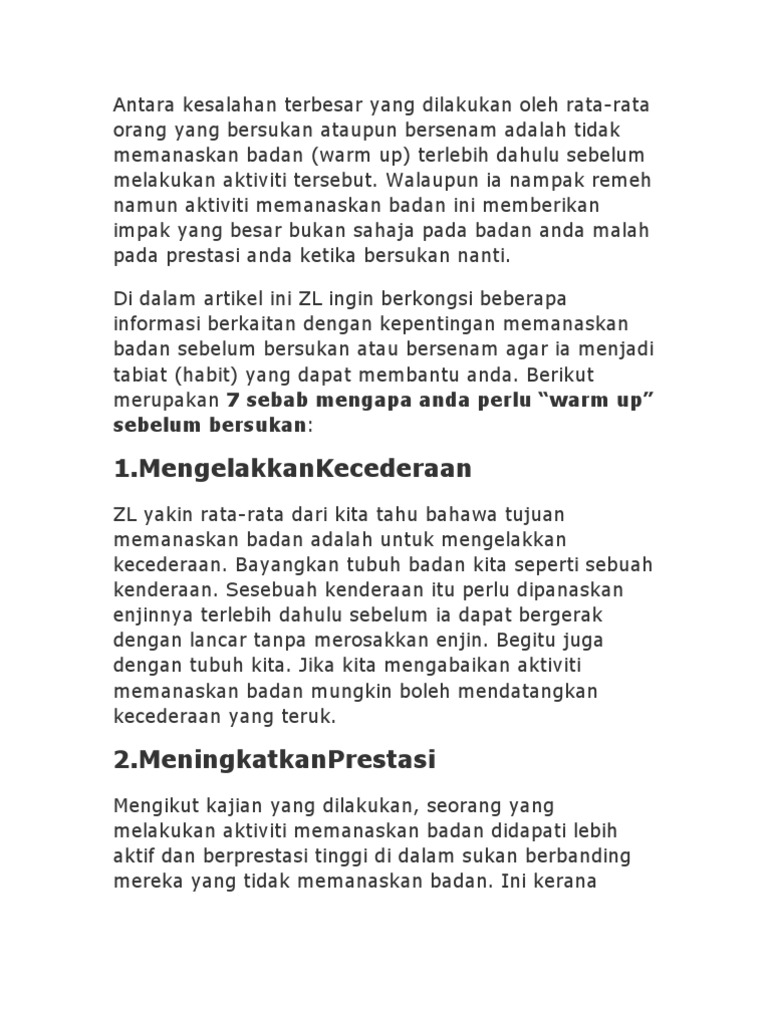 Aktiviti Memanaskan Badan | PDF