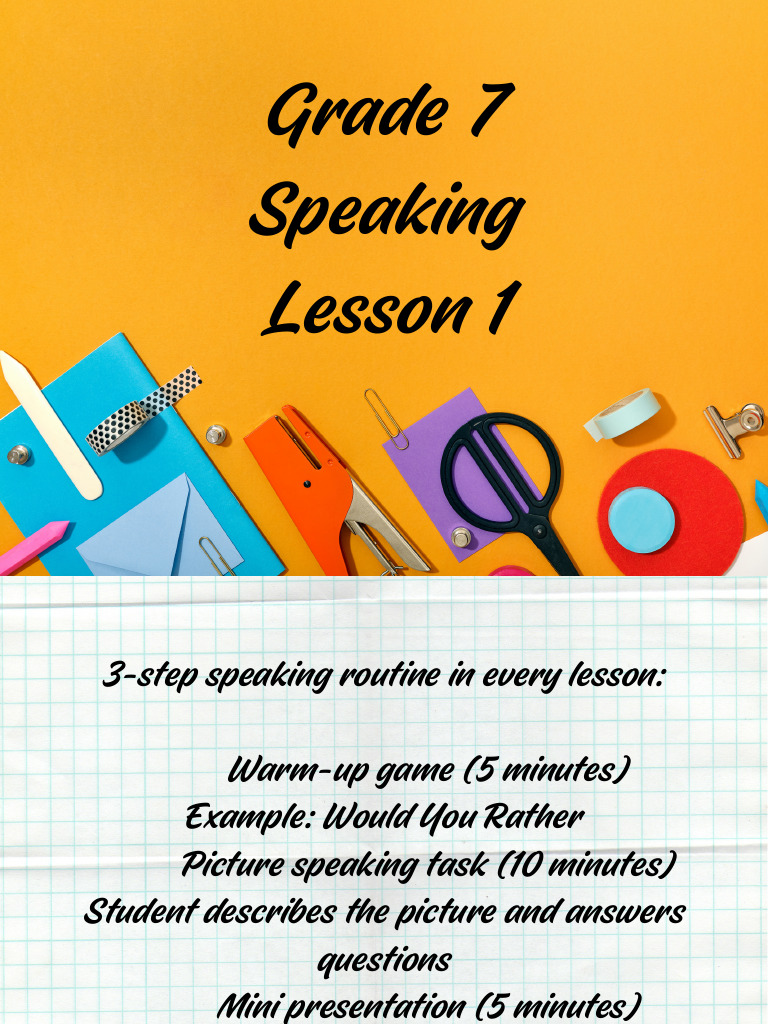 Grade7 Speaking School Life-.Pptx - 20260317 - 160203 - 0000 | PDF