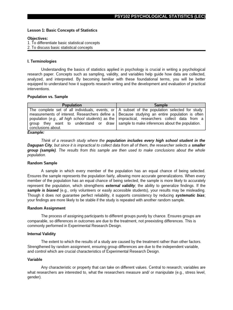Lesson 1 | PDF | Statistics | Sampling (Statistics)