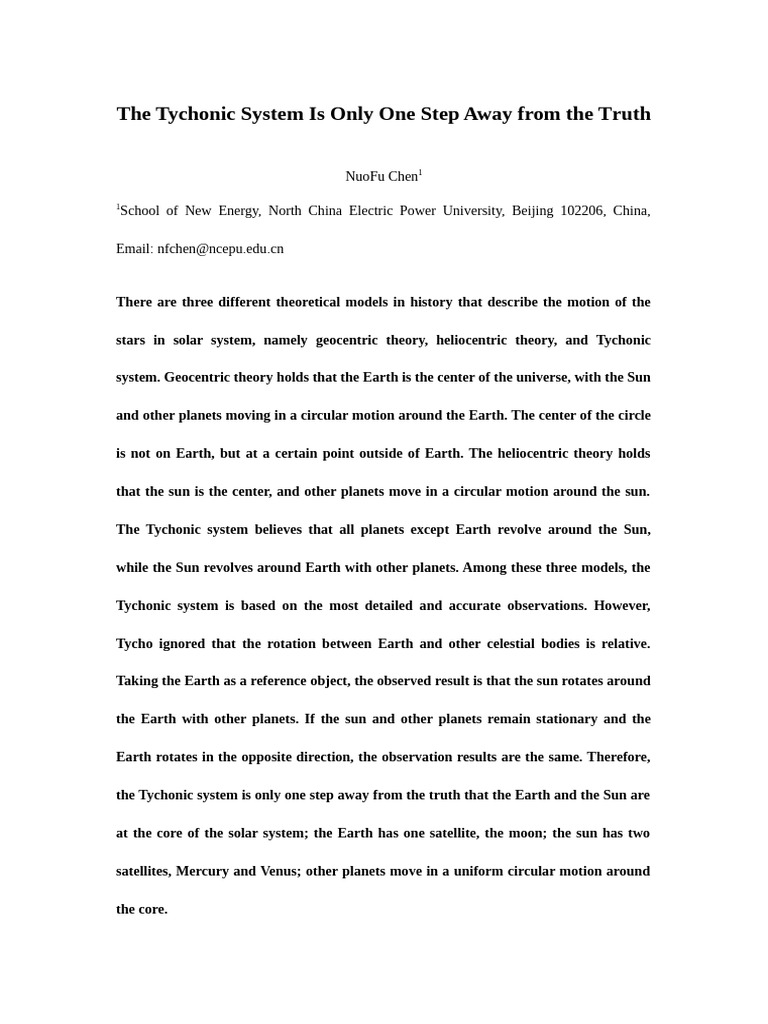 The Tychonic System-Letter | PDF | Planets | Heliocentrism