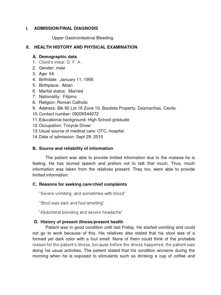 Sample HA | PDF | Nausea | Patient