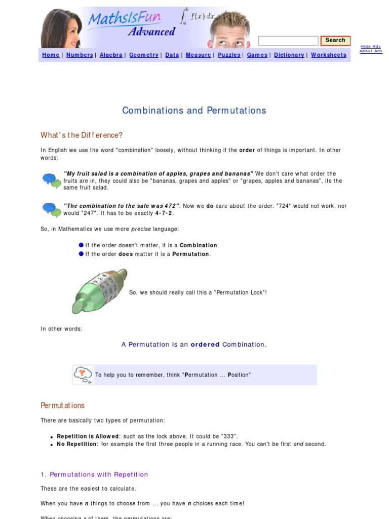 Permutation and Combination | PDF | Algebra | Discrete Mathematics