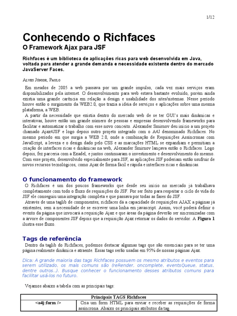 Artigo - Conhecendo o RichFaces | PDF