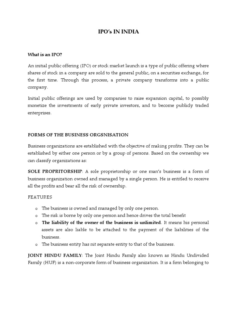 Understanding IPOs in India | PDF | Initial Public Offering | Partnership