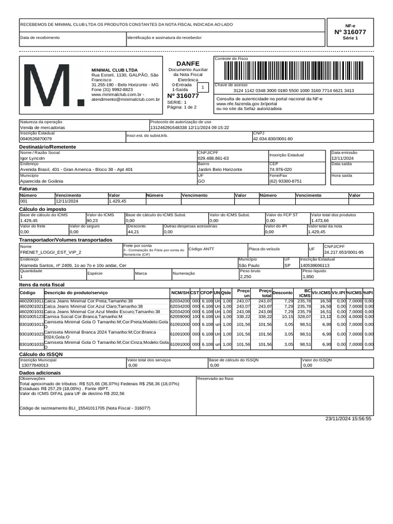 Nota Fiscal Minimal | PDF | Recibo | Contabilidade
