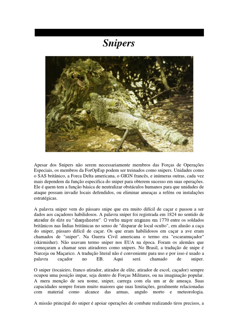 Snipers | PDF | Franco atirador | Exército dos Estados Unidos