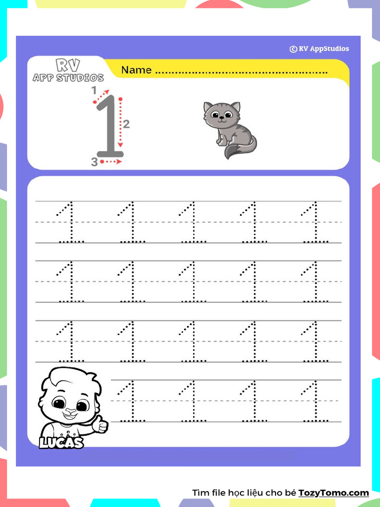 Hoc Lieu Tap Viet So Cho Be Number 1 10 Tracing | PDF