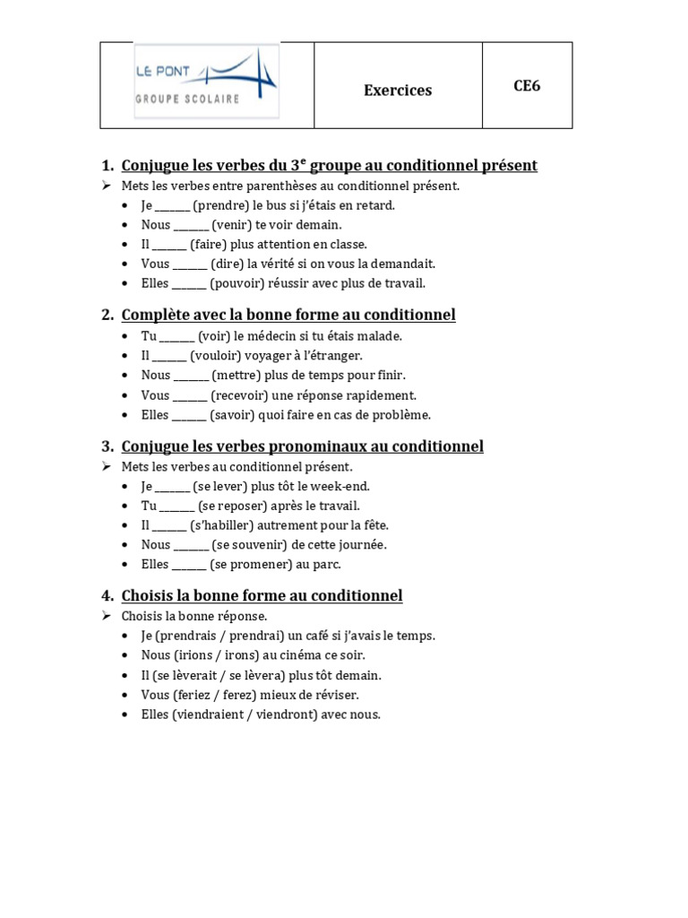 Exercices Conditionnel Present | PDF