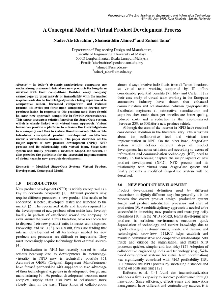 A Conceptual Model of Virtual Product Development Process | PDF | New ...