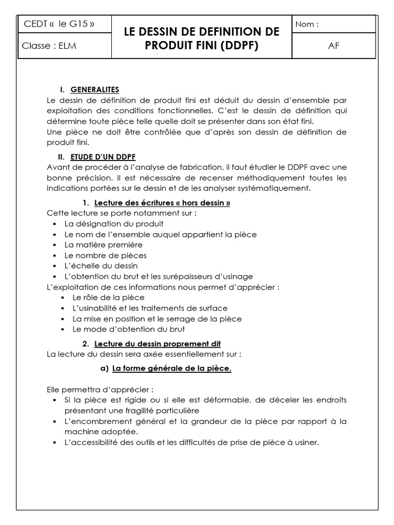 Dessin de Definition | PDF | Usinage | Secteur secondaire de l'économie