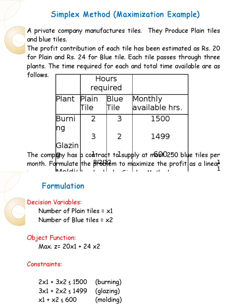 Simplex Method (Maximization Example) | Download Free PDF ...