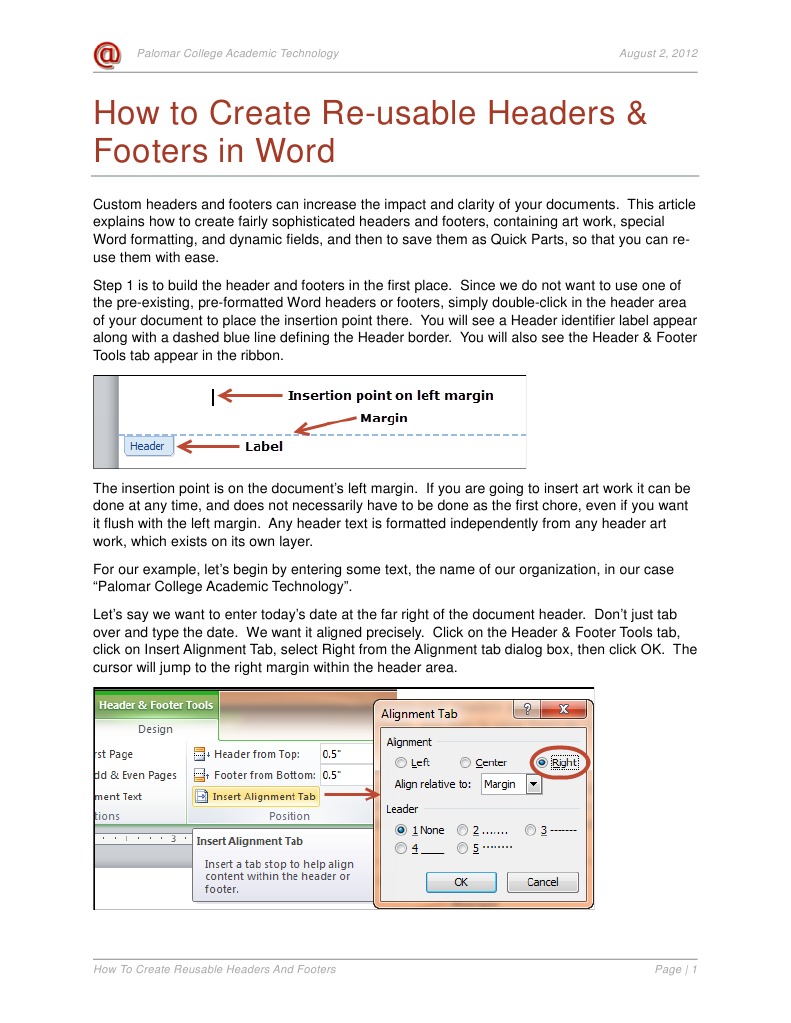 How To Create Reusable Headers and Footers | PDF | Text | Computing