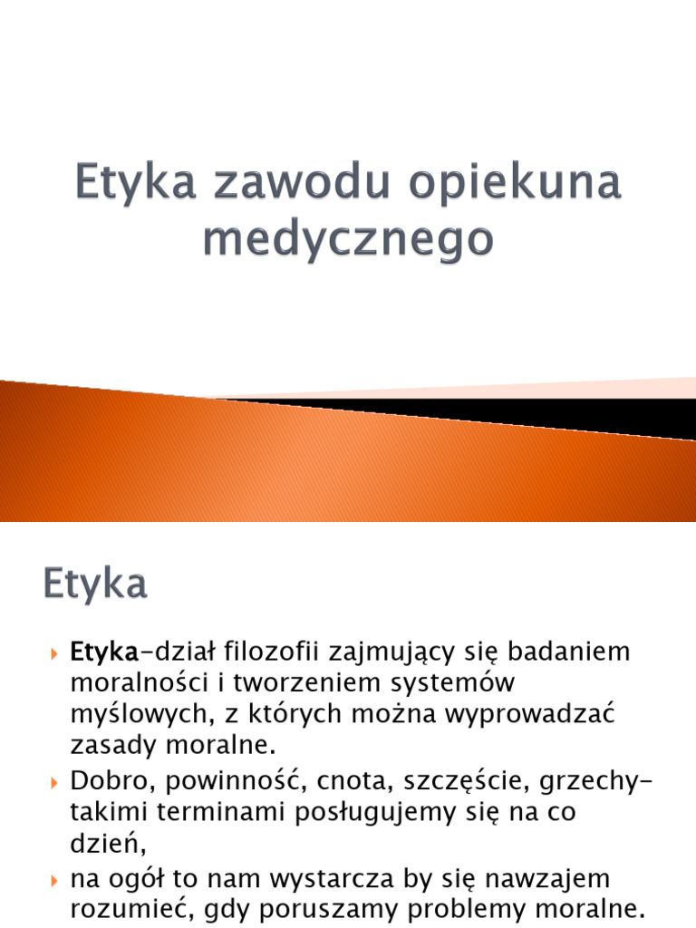 Etyka Zawodu Opiekuna Medycznego | PDF