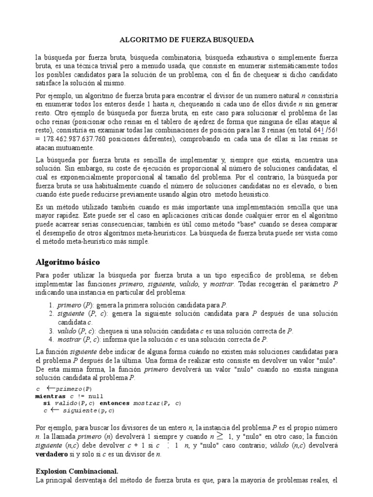 Fuerza Bruta | PDF | Algoritmos y Estructuras de Datos | Conceptos ...