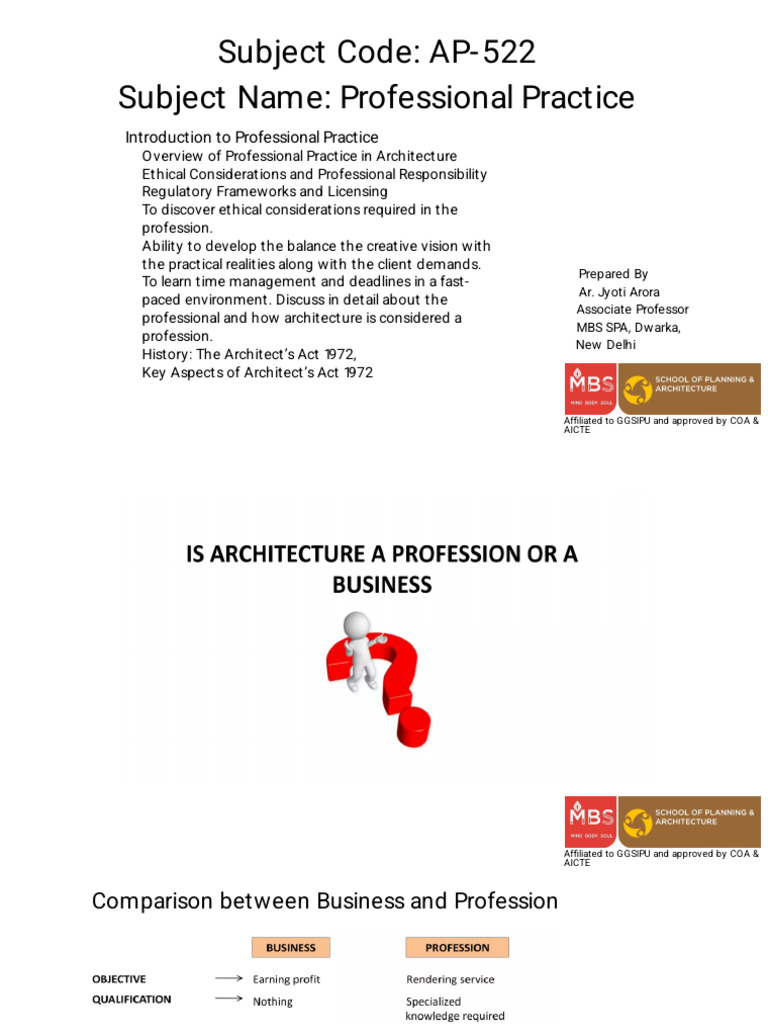 Professional Practice First Few Classes | PDF