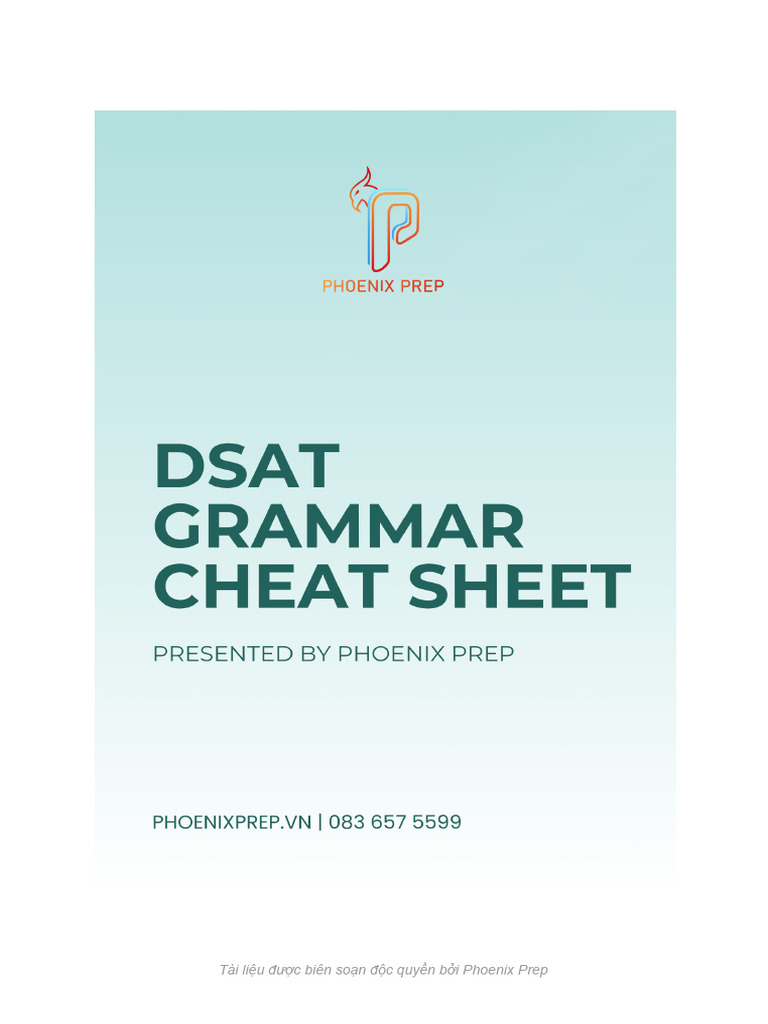 Dsat Grammar Cheat Sheet | PDF