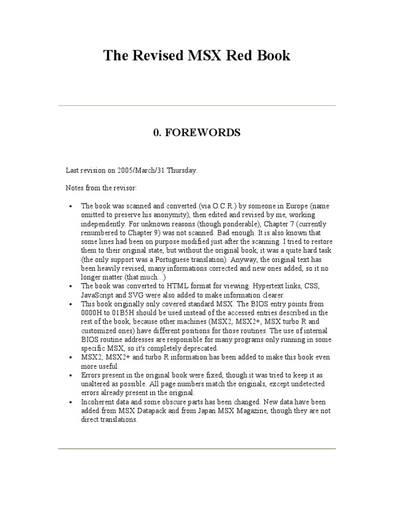 The Revised MSX Red Book | PDF | Computer Keyboard | Read Only Memory