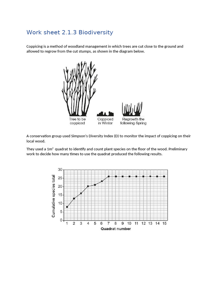 Worksheet 2 1 3 Biodiversity Answers | PDF | Ecology | Natural Environment