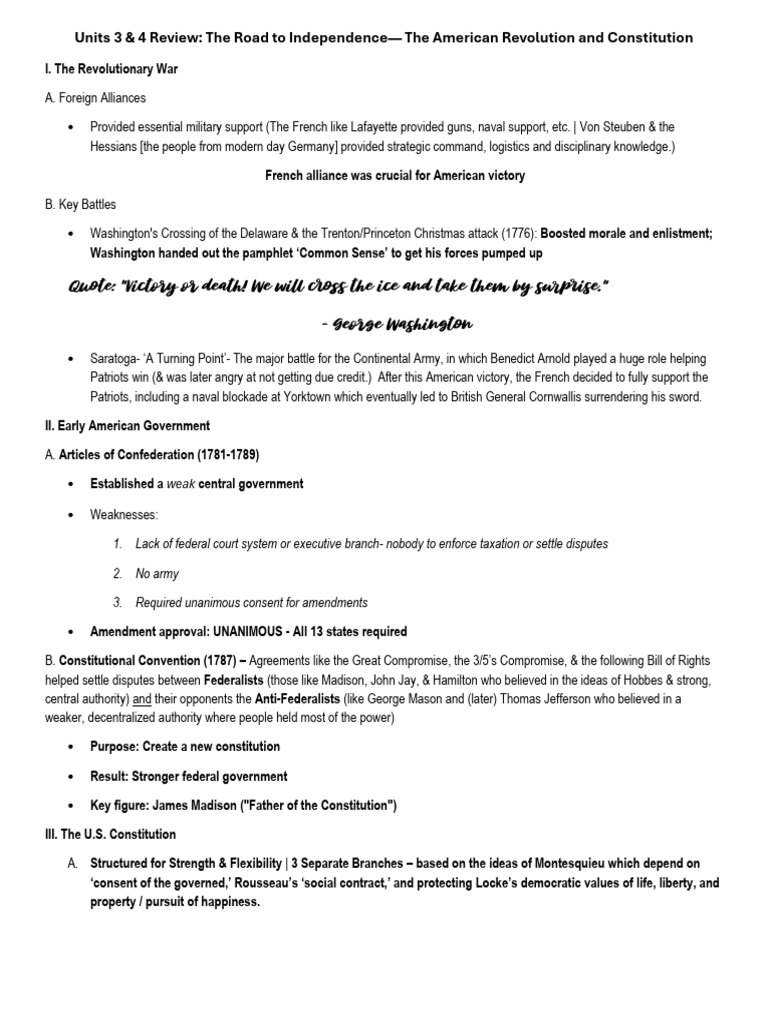 Unit 3 4 Review | PDF | United States Bill Of Rights | George Washington