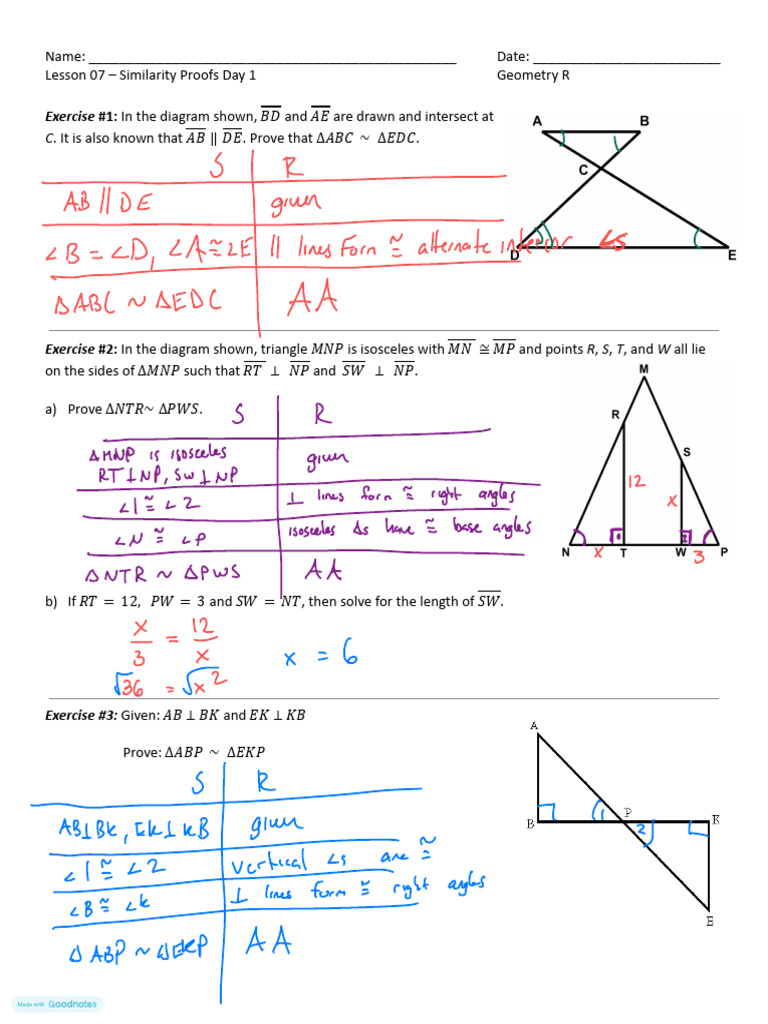 Lesson 07 - Similarity Proofs | PDF | Triangle | Elementary Mathematics