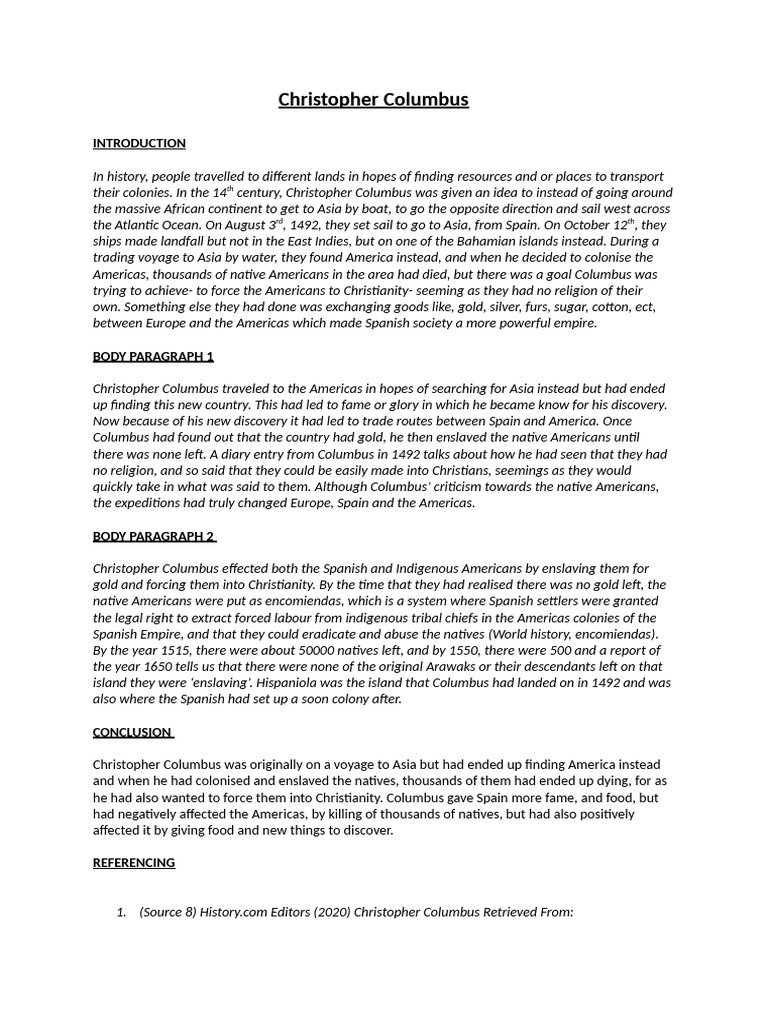 Christopher Columbus-Peytonhart2024 | PDF | Christopher Columbus | Age ...