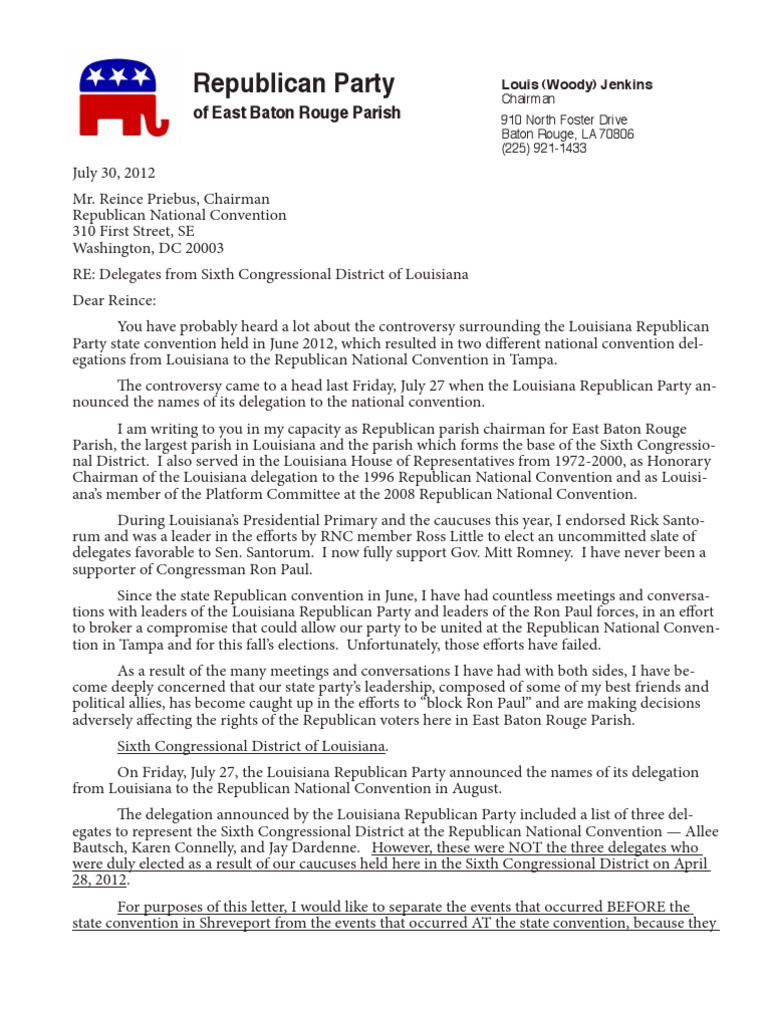 LT Reince Priebus 7-30-12 | PDF | United States Presidential Nominating ...
