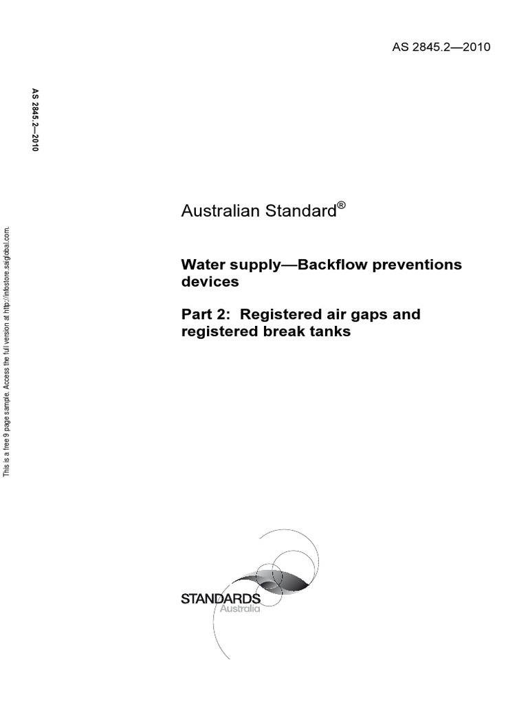 As 2845.2-2010 Water Supply - Backflow Preventions Devices Registered ...